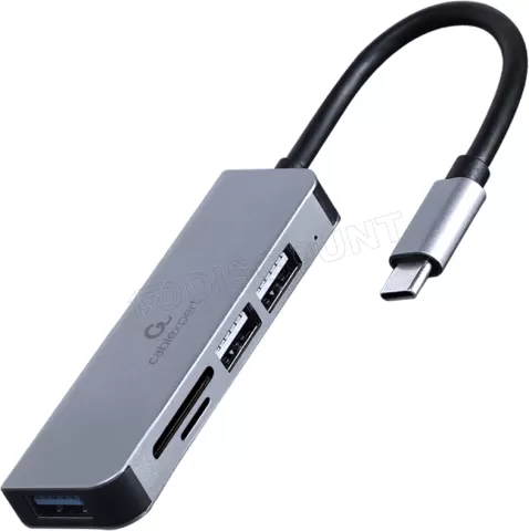 Hub USB-C 3.1 CableXpert - 3 ports avec lecteur de cartes (Gris) à prix bas